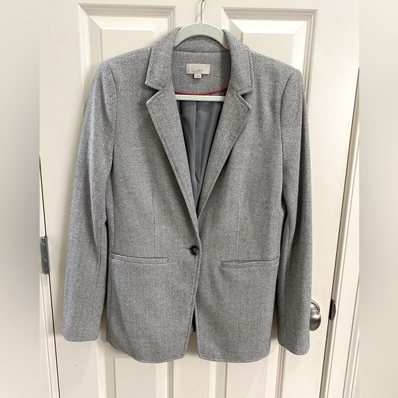 LOFT | Jackets & Coats | Loft One Button Blazer With Light Gray Pattern ...